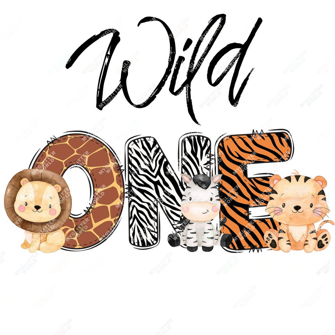 Wild One Safari Birthday PNG, Watercolor Safari Animals, T Shirt ...