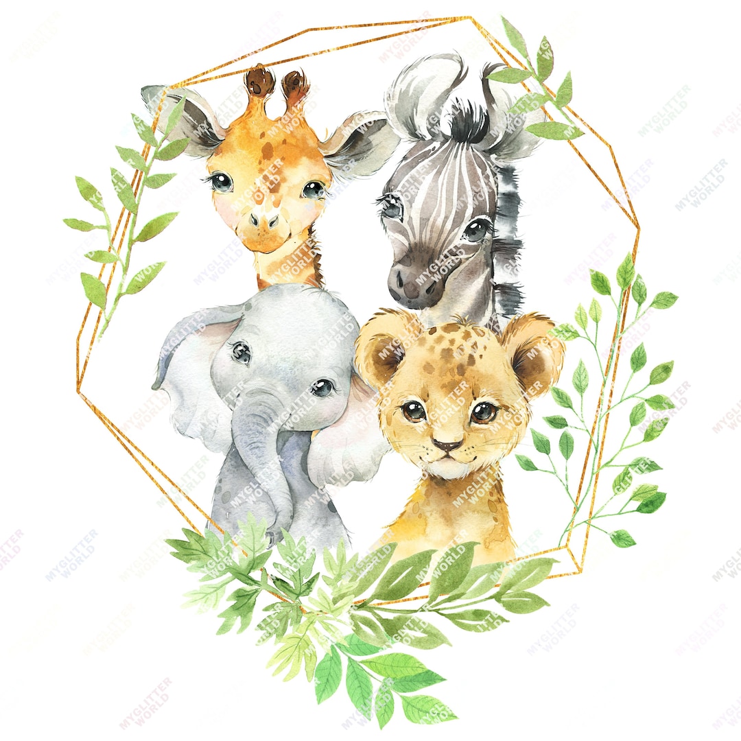 Wild One Safari PNG, Safari Animals Wreath PNG, Wild One, Two Wild ...