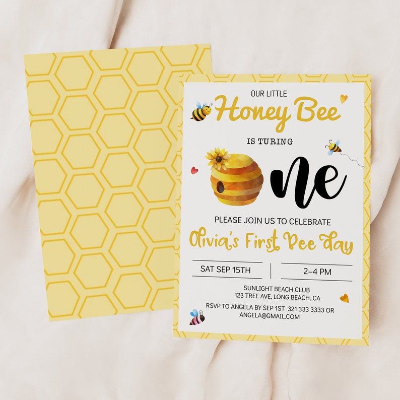 Birthday Invitation Template Bee Birthday Invitation Card - Etsy