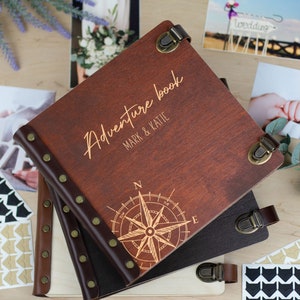 Personalized Album Wooden Memory Book Adventure Gift Engraved Album for ...