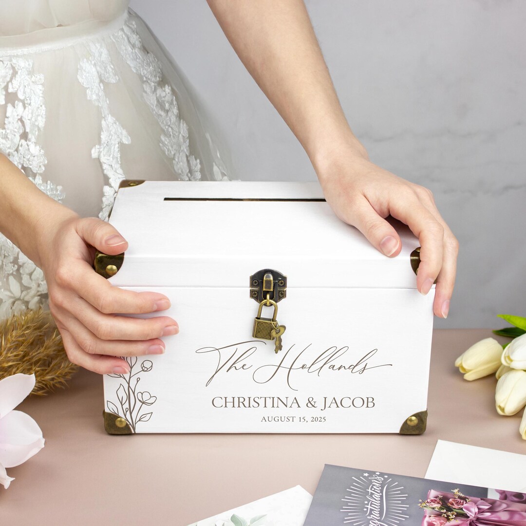 Personalized Wedding Envelope Box for Wedding Reception, Custom Rustic ...