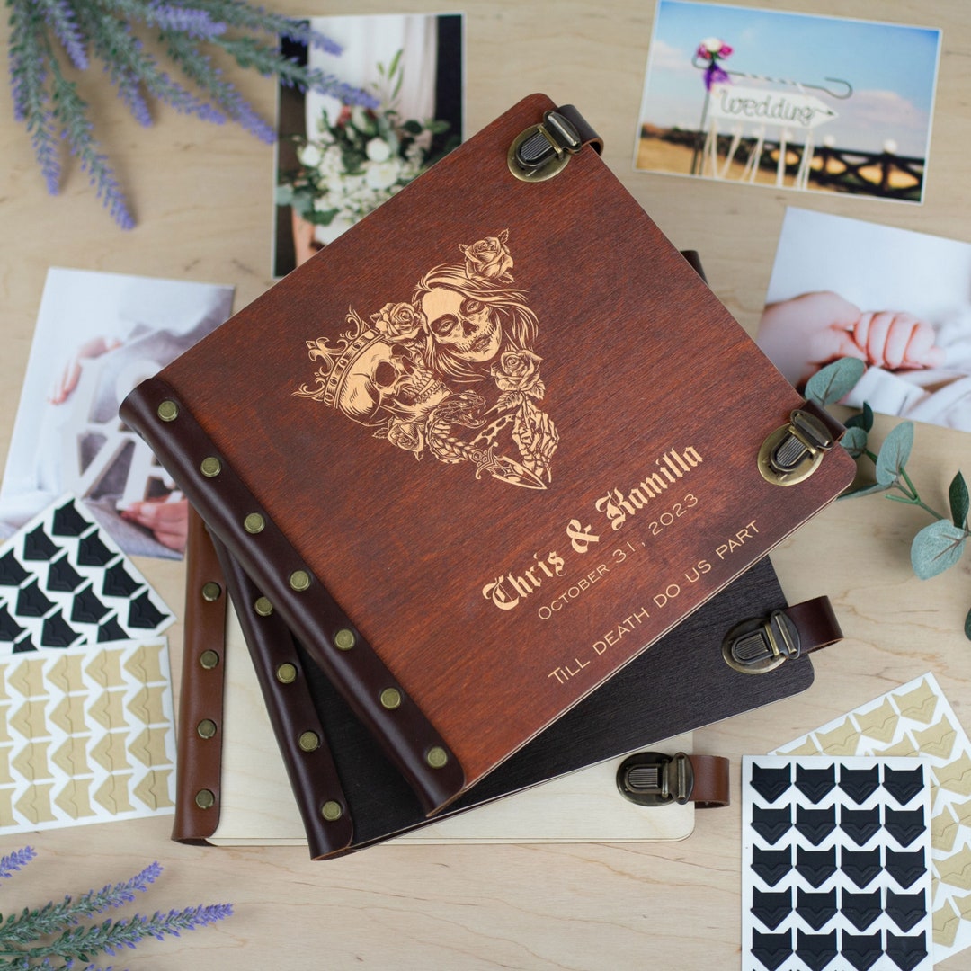 Halloween Wedding Photo Album, Wooden Album for Gothic Wedding ...