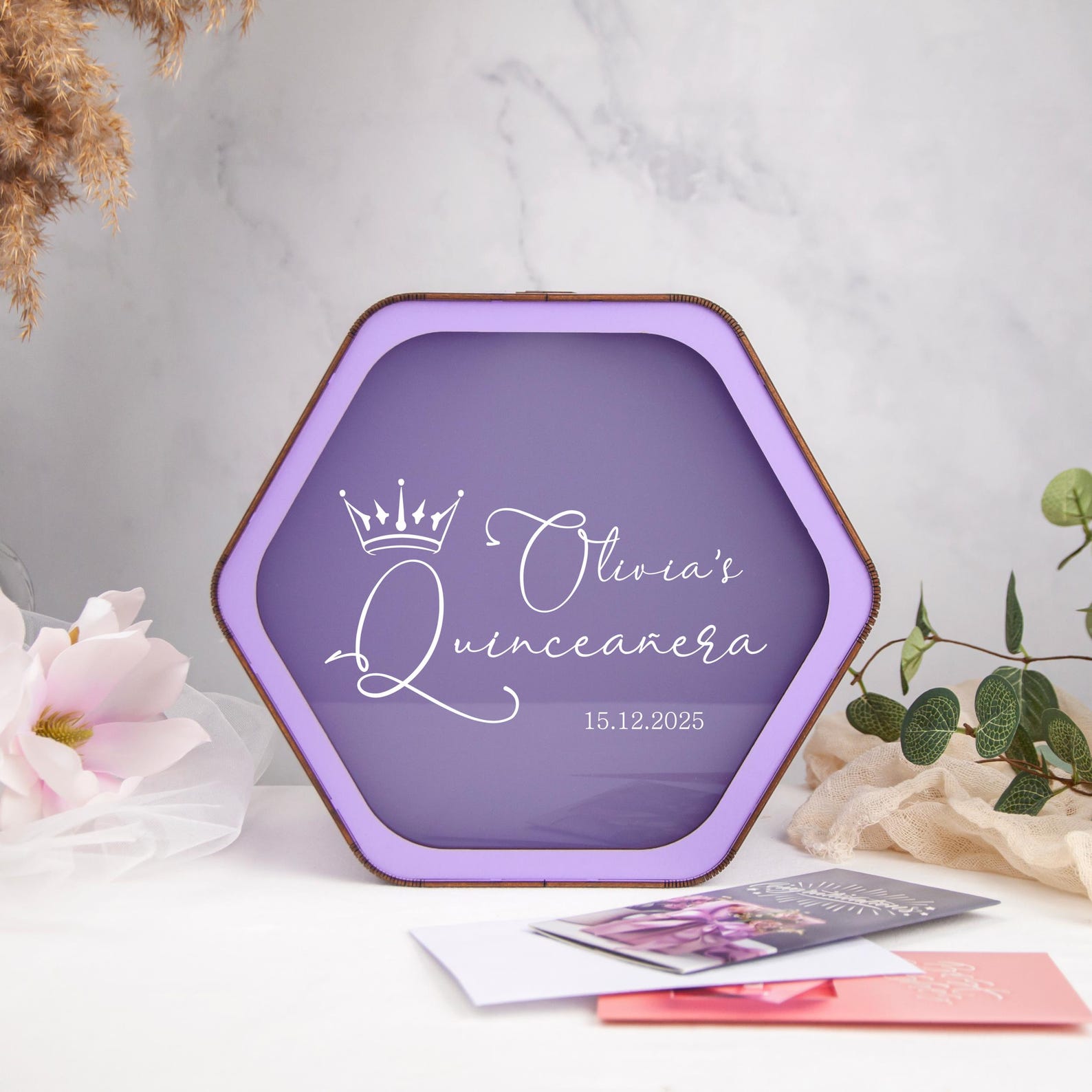 Quinceañera Card Box Personalized Birthday Box for Cards & Gifts ...