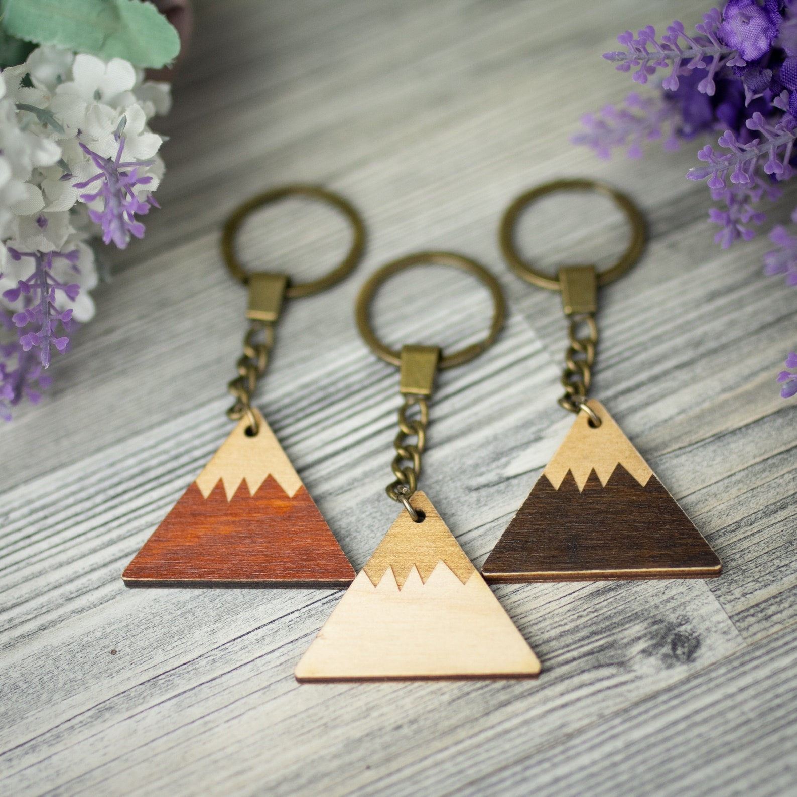 Mountain Keychain Travel Wooden Keyring Wanderlust Birthday - Etsy