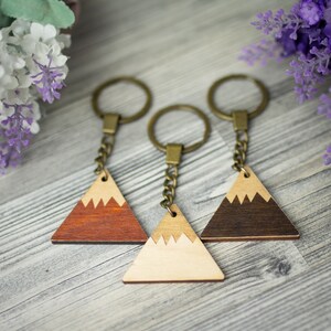 Mountain Keychain Travel Wooden Keyring Wanderlust Birthday Father's ...