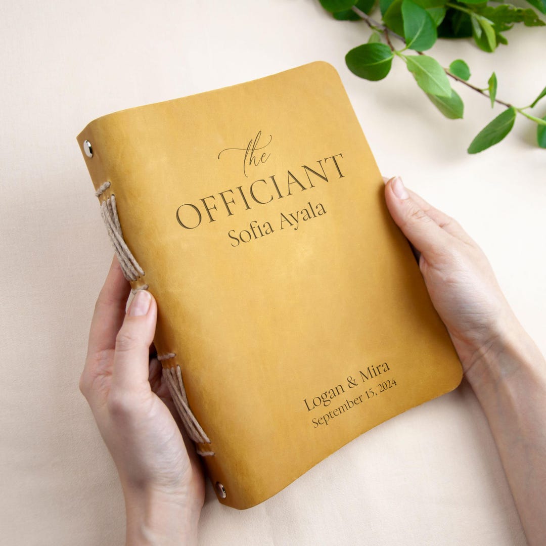 Personalized Wedding Officiant Book - Officiant Proposal Gift - Leather ...