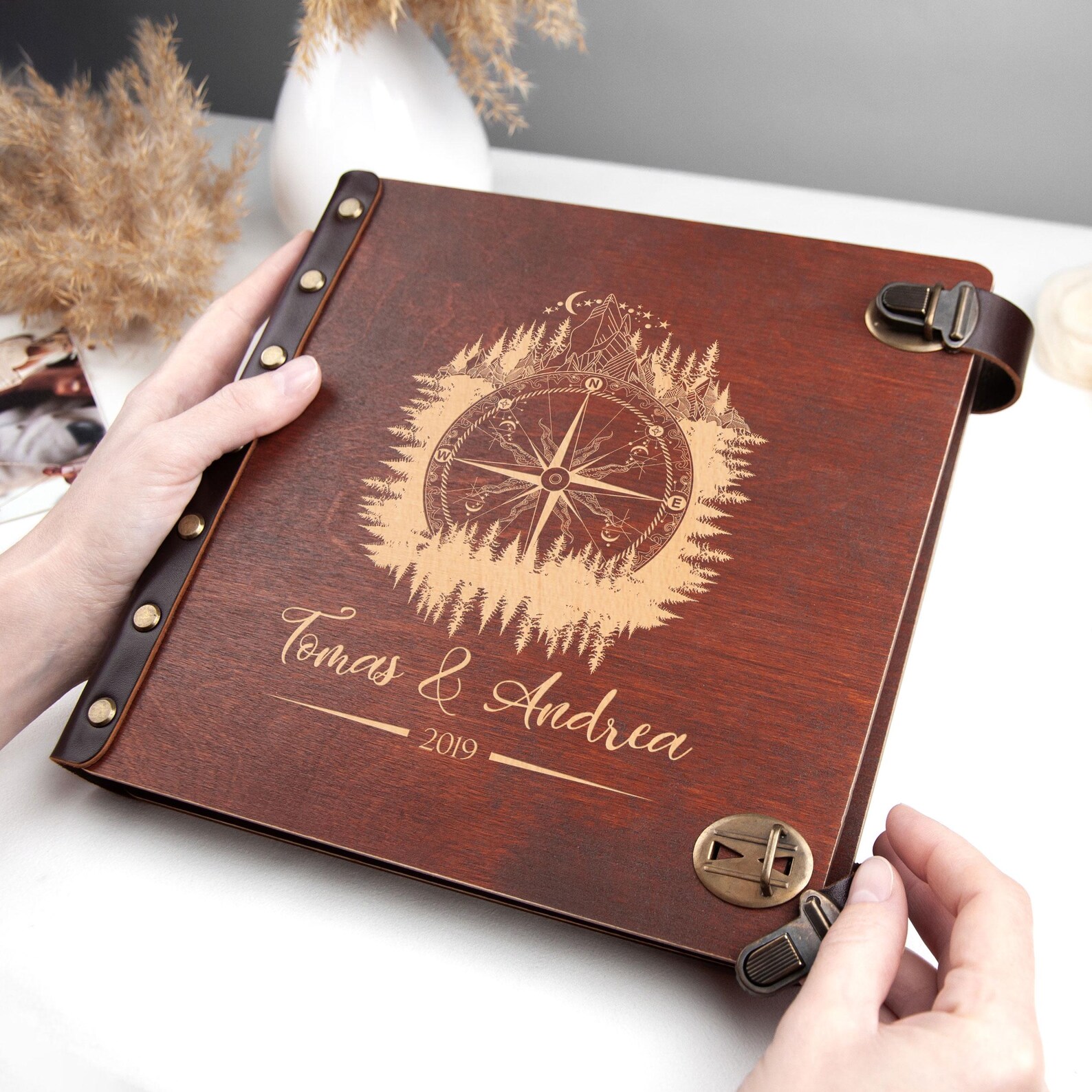 Adventure Scrapbook Album - Custom Wooden Photo Album - Mountains Album ...