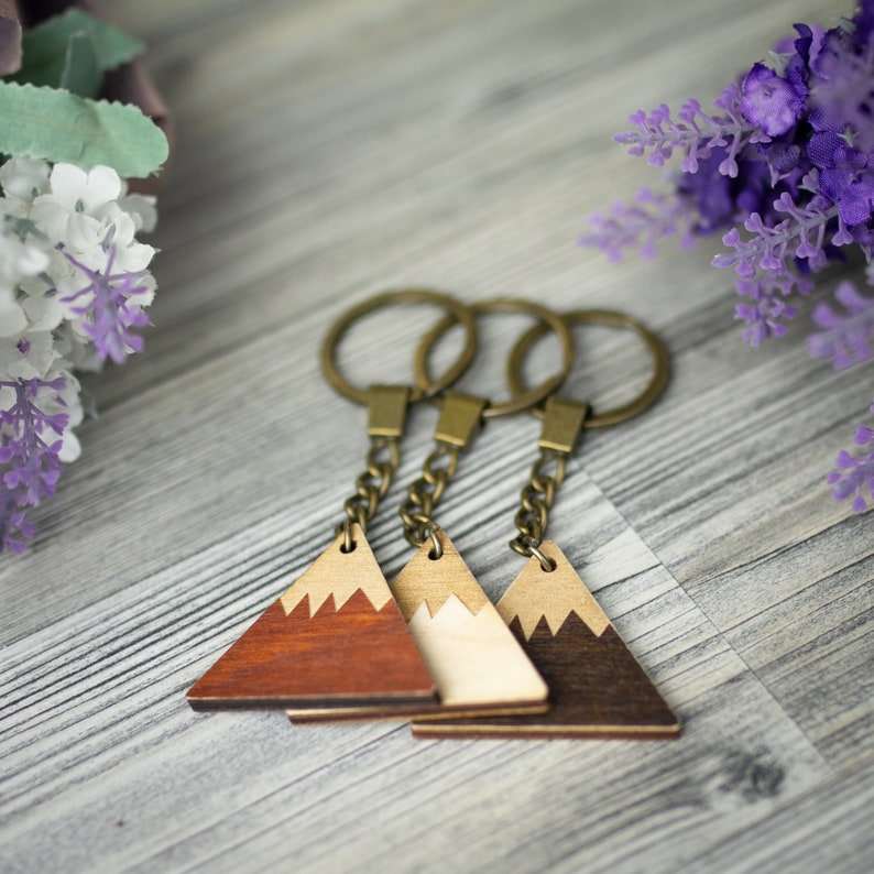 Mountain Keychain Travel Wooden Keyring Wanderlust Birthday - Etsy