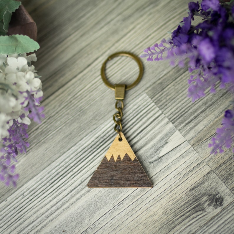 Mountain Keychain Travel Wooden Keyring Wanderlust Birthday - Etsy