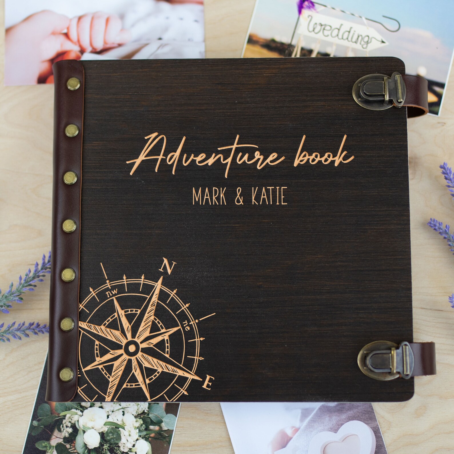 Personalized Album Wooden Memory Book Adventure Gift Engraved - Etsy