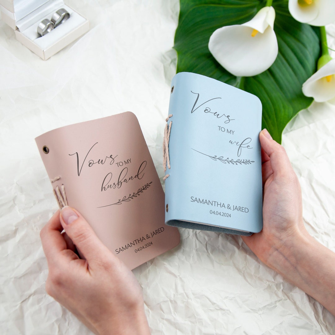 Leather Vow Books Set of 2, Custom Wedding Vow Booklets, Modern Wedding ...