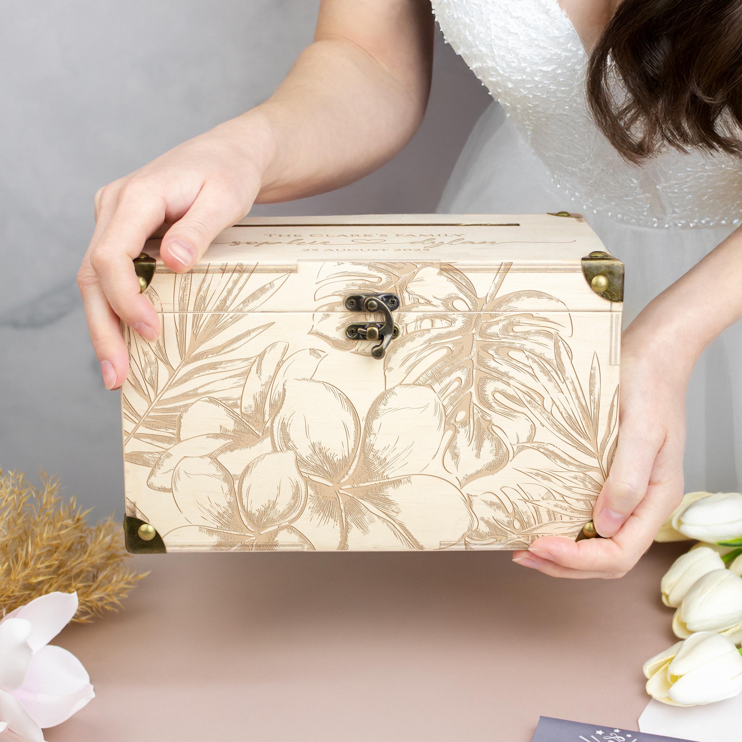 Wooden Box for Wedding Reception, Personalized Wedding Card Box With ...