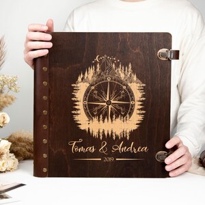 Personalized Album Wooden Memory Book Adventure Gift Engraved Album for ...