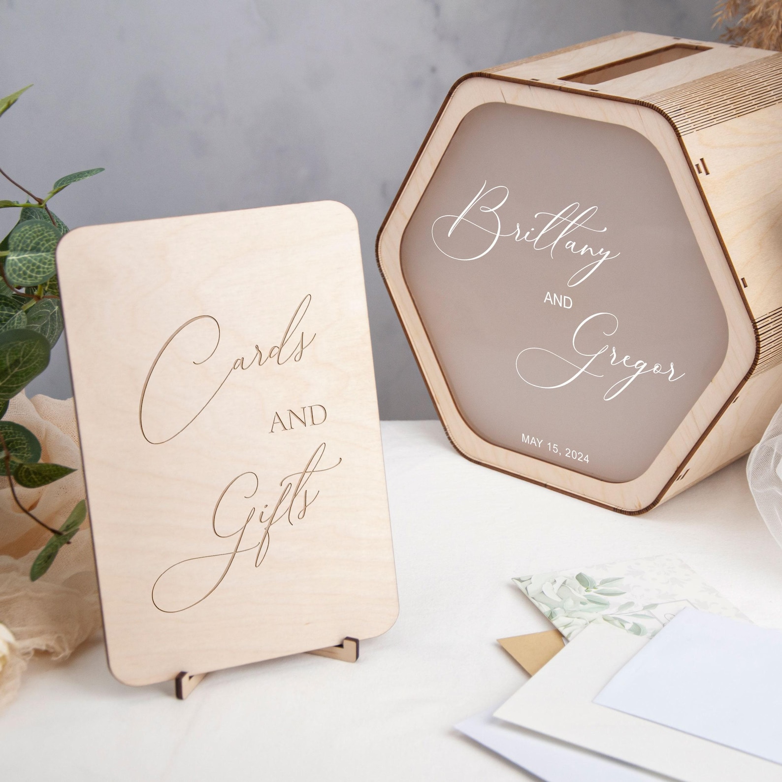 Wedding Card Box, Personalized Wooden Envelope Box for Wedding, Custom ...