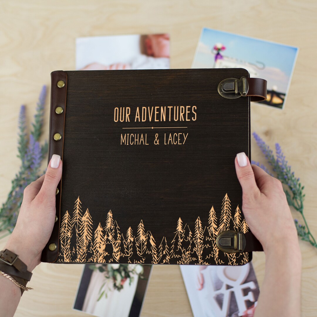 Adventure Scrapbook Album Custom Wooden Photo Album Mountains Album ...
