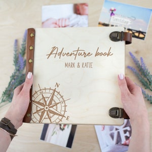 Personalized Album Wooden Memory Book Adventure Gift Engraved Album for ...