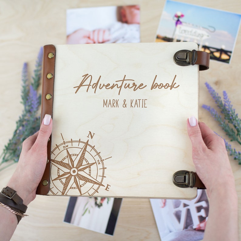 Personalized Album Wooden Memory Book Adventure Gift Engraved - Etsy