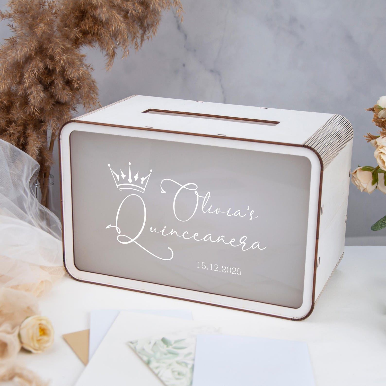 Quinceañera Card Box Personalized Birthday Box for Cards & Gifts ...