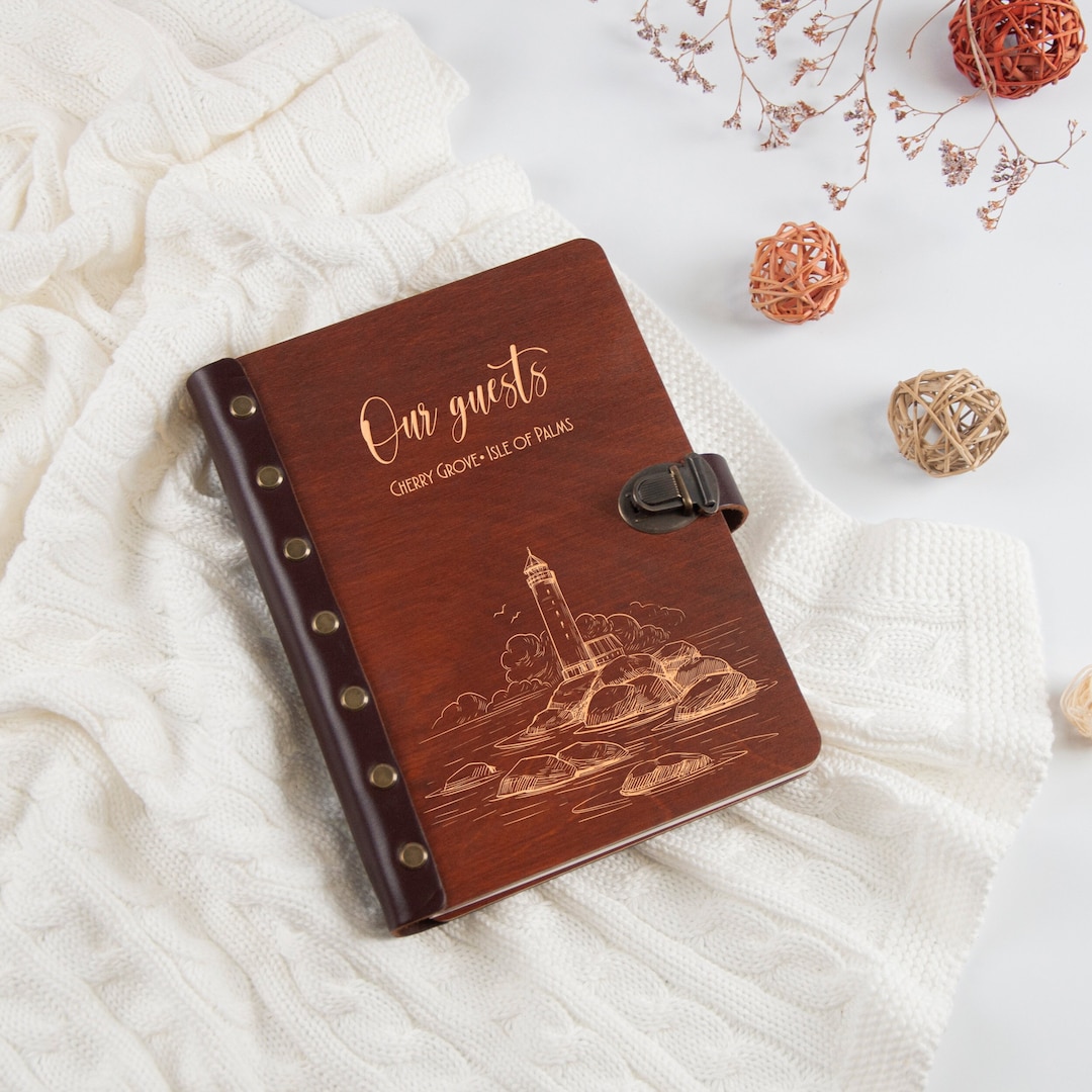 Custom Engraved Guest Book for Vacation House - Personalized Cabin ...