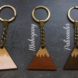 Mountain Keychain Travel Wooden Keyring Wanderlust Birthday Father's ...