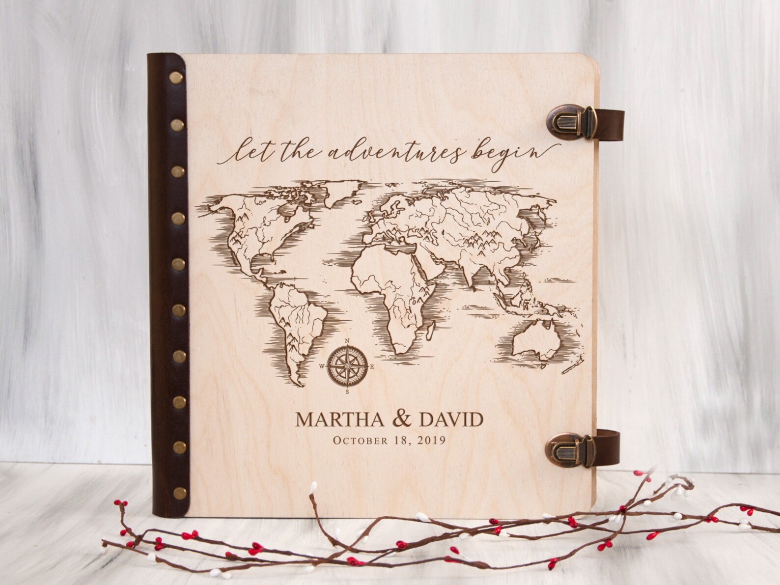 Wedding Photo Album World Map Album Let the Adventures Begin | Etsy