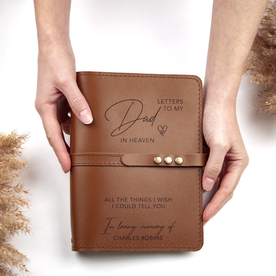 Loss of Father Grief Journal Letters to Dad in Heaven, Custom Leather ...