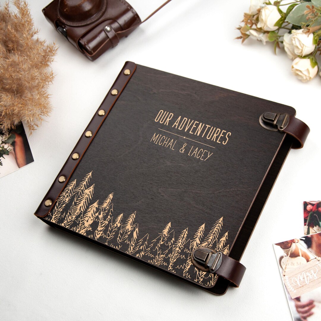 Adventure Scrapbook Album - Custom Wooden Photo Album - Mountains Album ...