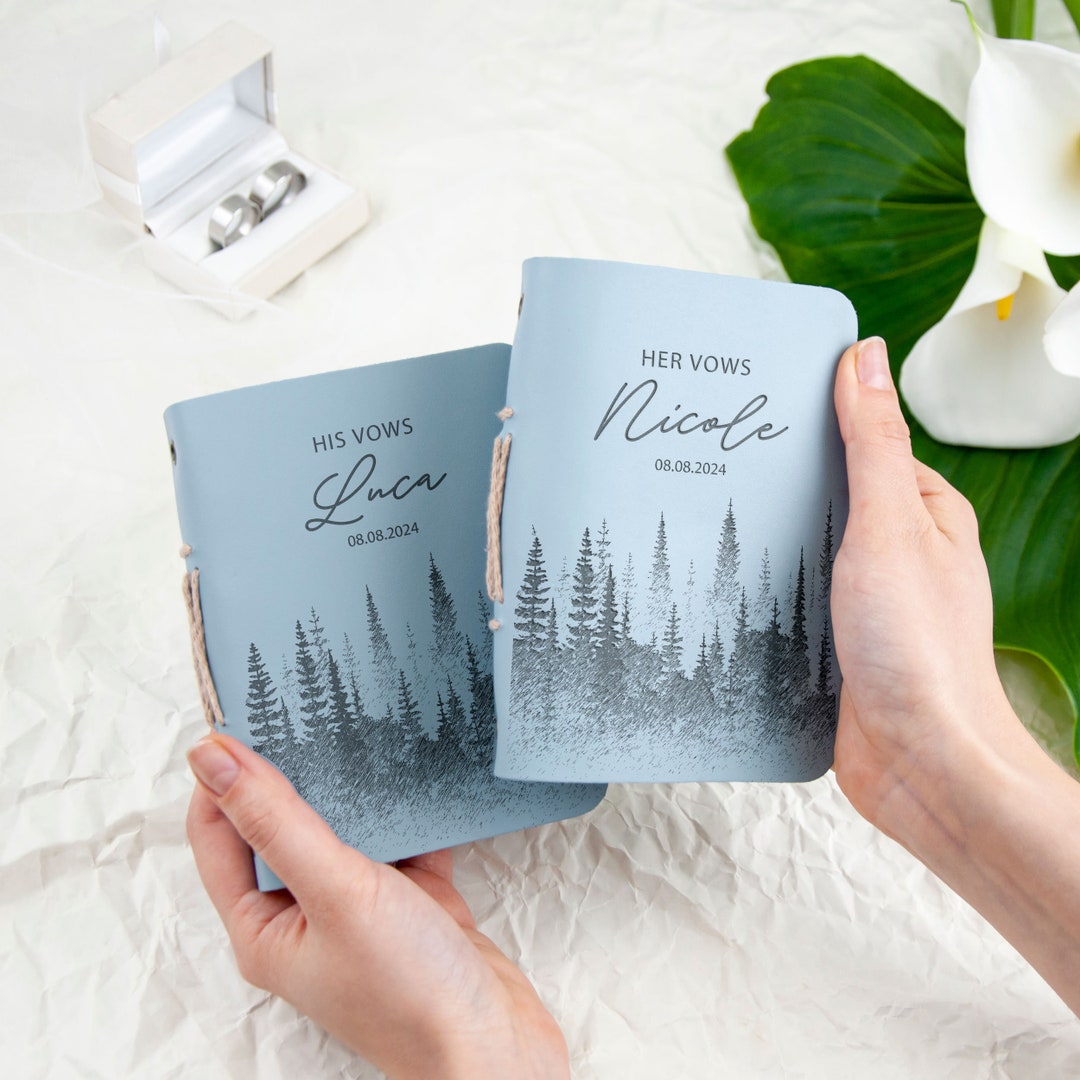 Wedding Vow Books Set of 2, Personalized Leather Vows Journals With ...