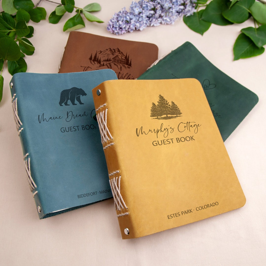 Personalized Leather Cabin Book, Airbnb Welcome Book, Mountains Guest ...