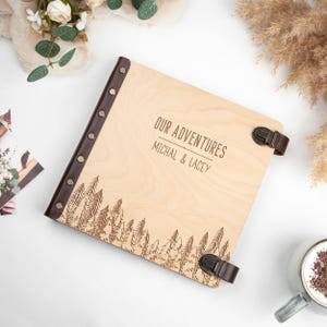 Personalized Album Wooden Memory Book Adventure Gift Engraved Album for ...