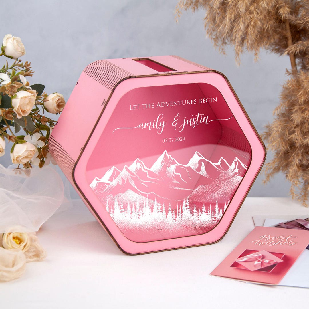Mountains Card Box, Wedding Envelope Box With Slot, Personalized Card ...