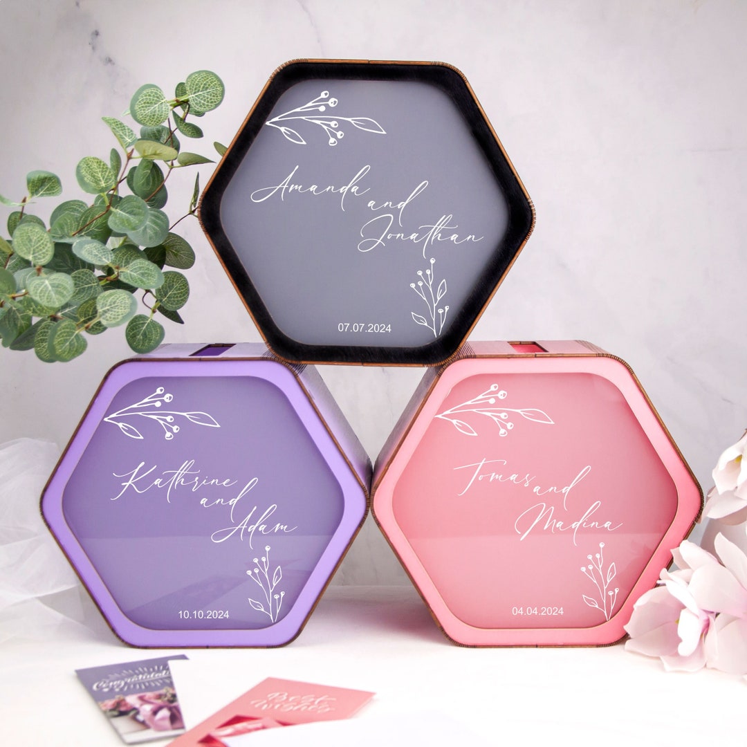 Elegant Wedding Card Box, Custom Wooden Gift Card Box With Slot for ...