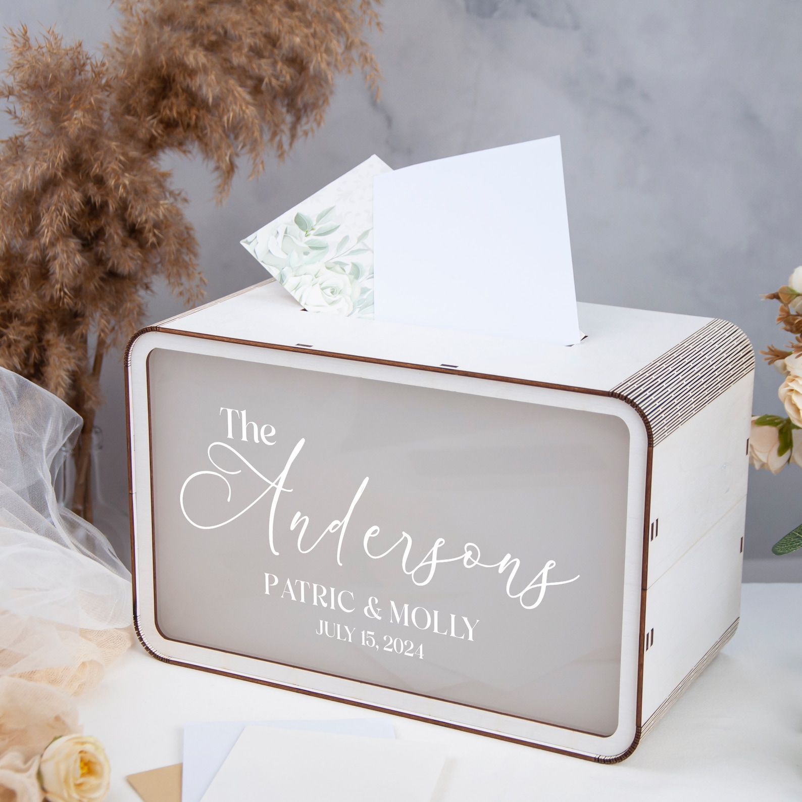 Personalized Card Box for Wedding, Custom Memory Box, Bridal Keepsake ...