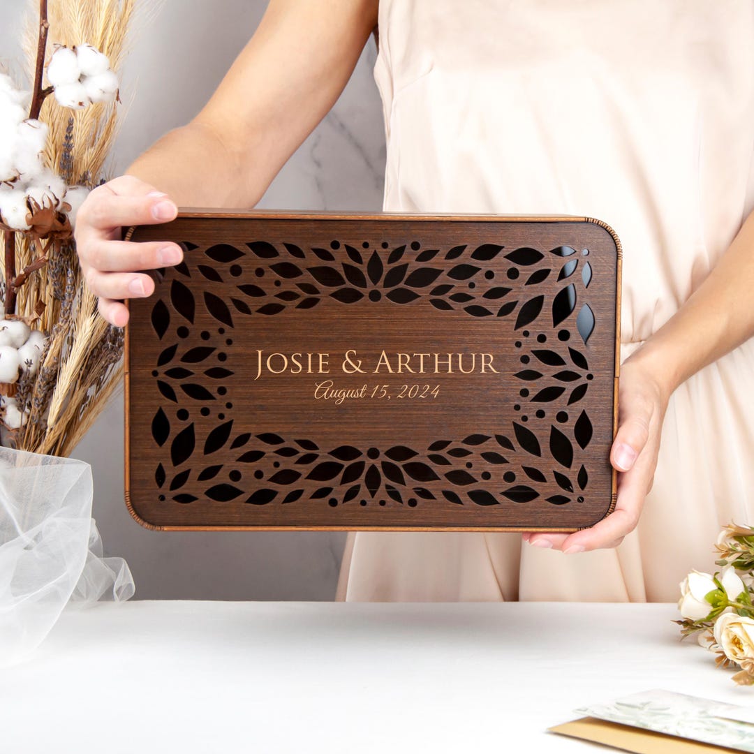 Wooden Card Box for Wedding Reception, Custom Elegant Wedding Box for ...