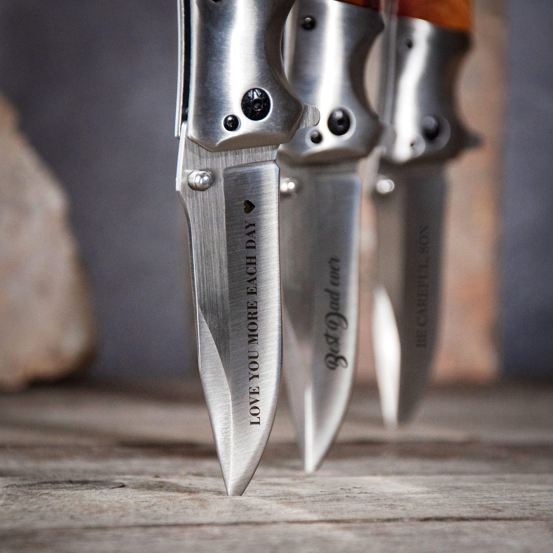 Engraved Pocket Knife Anniversary Gifts for Husband, Personalizerd ...