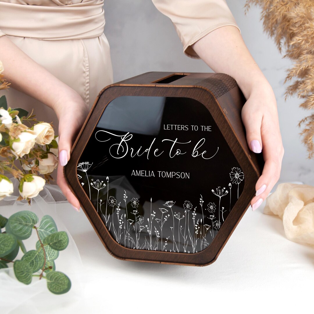 Letters to the Bride Custom Wooden Bridal Shower Box Personalized ...