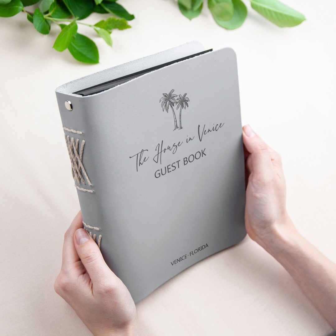 Leather Cabin Guest Book, Rental House Sign in Book, Airbnb Guest Book ...