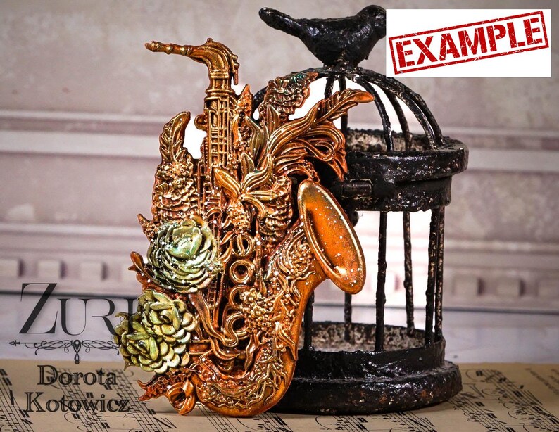 Zuri Designs Floral Saxophone Mold, Musical Mold, Floral Mold, Zuri ...
