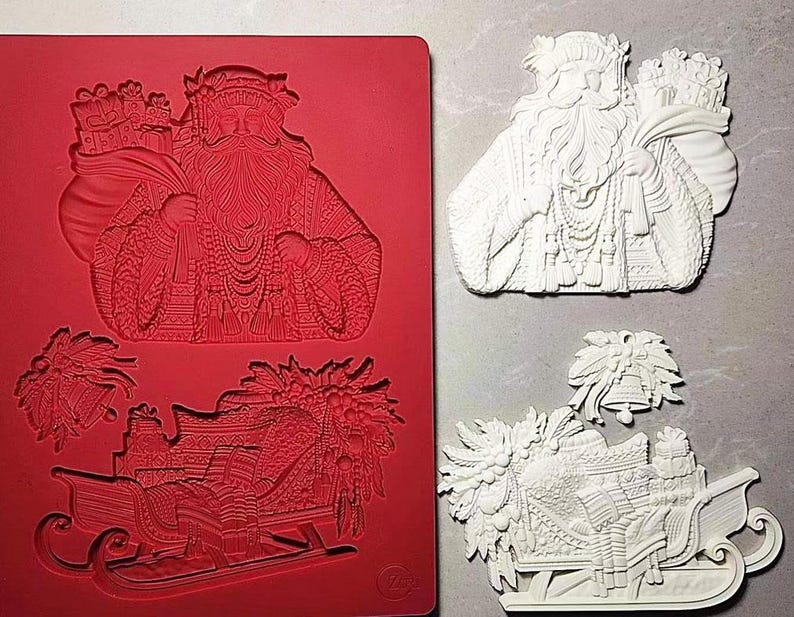 NEW ARRIVAL Silicone Mold Bohemian Santa and Sled Special Edition, Zuri ...