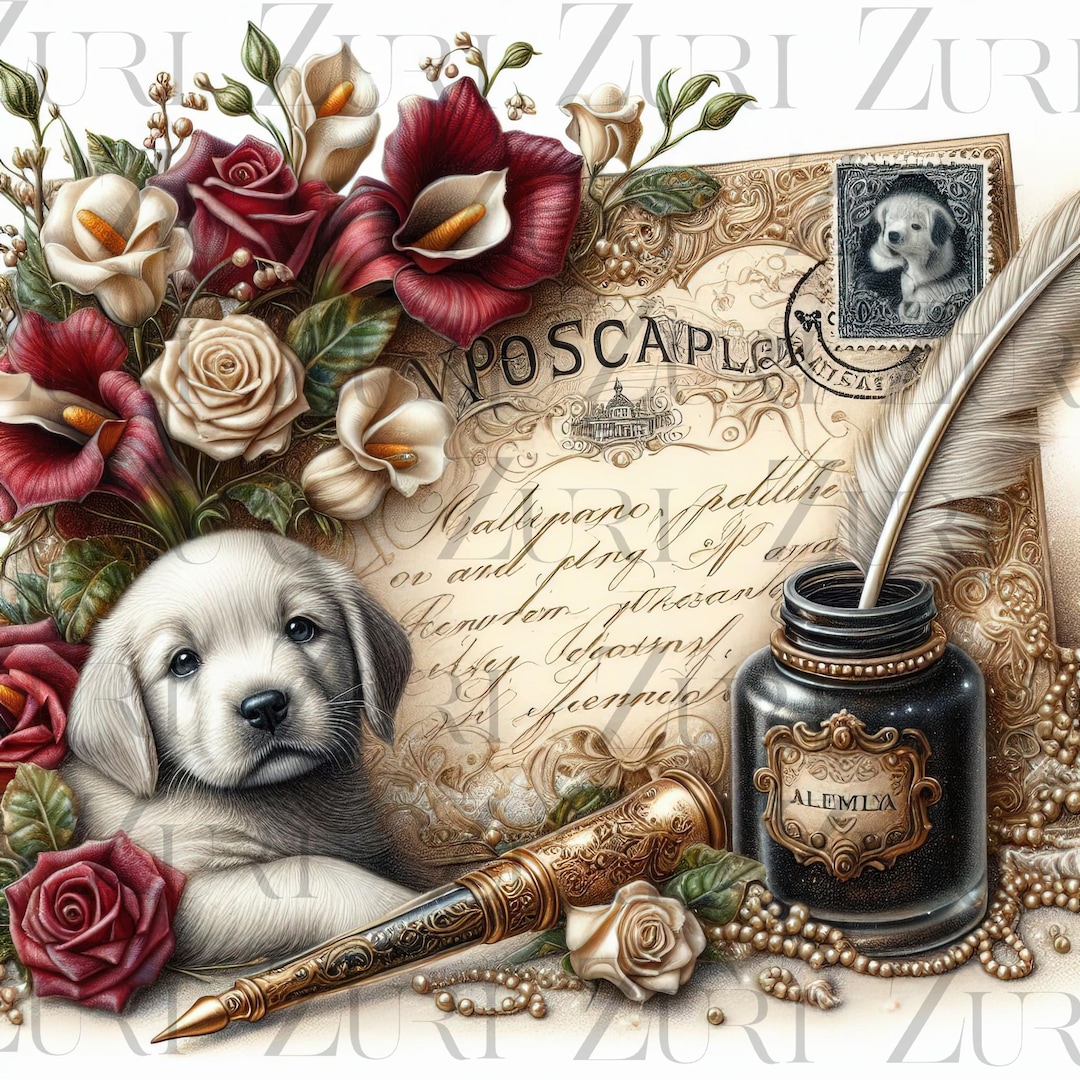 Pups and Postcards Digital Images, 20 Images Birthdays, Greeting Cards ...