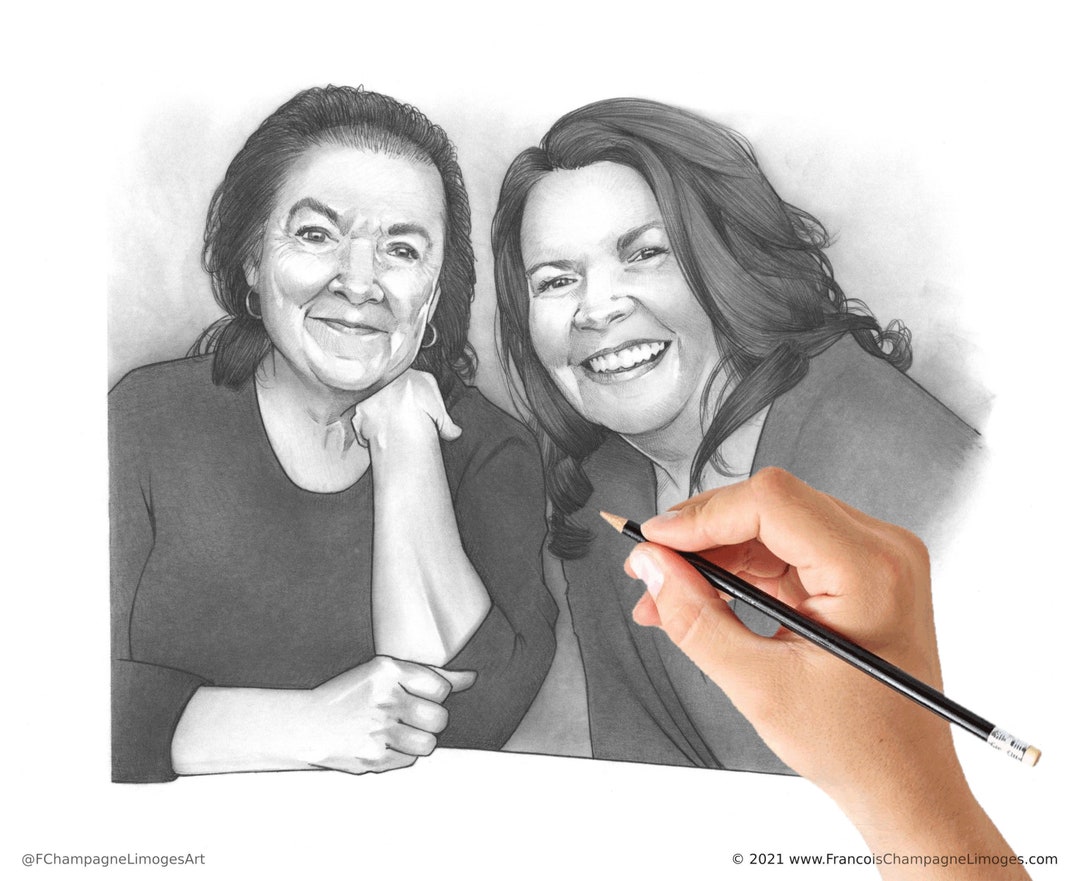 Hand Drawn Family Portrait From Photo, Personalized Gift for Mom, Dad ...