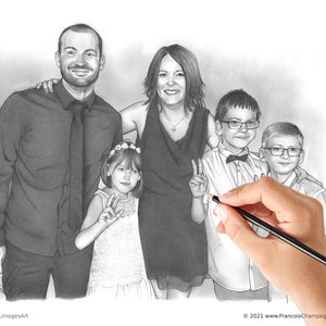 Hand Drawn Family Portrait From Photo, Personalized Gift for Mom, Dad ...