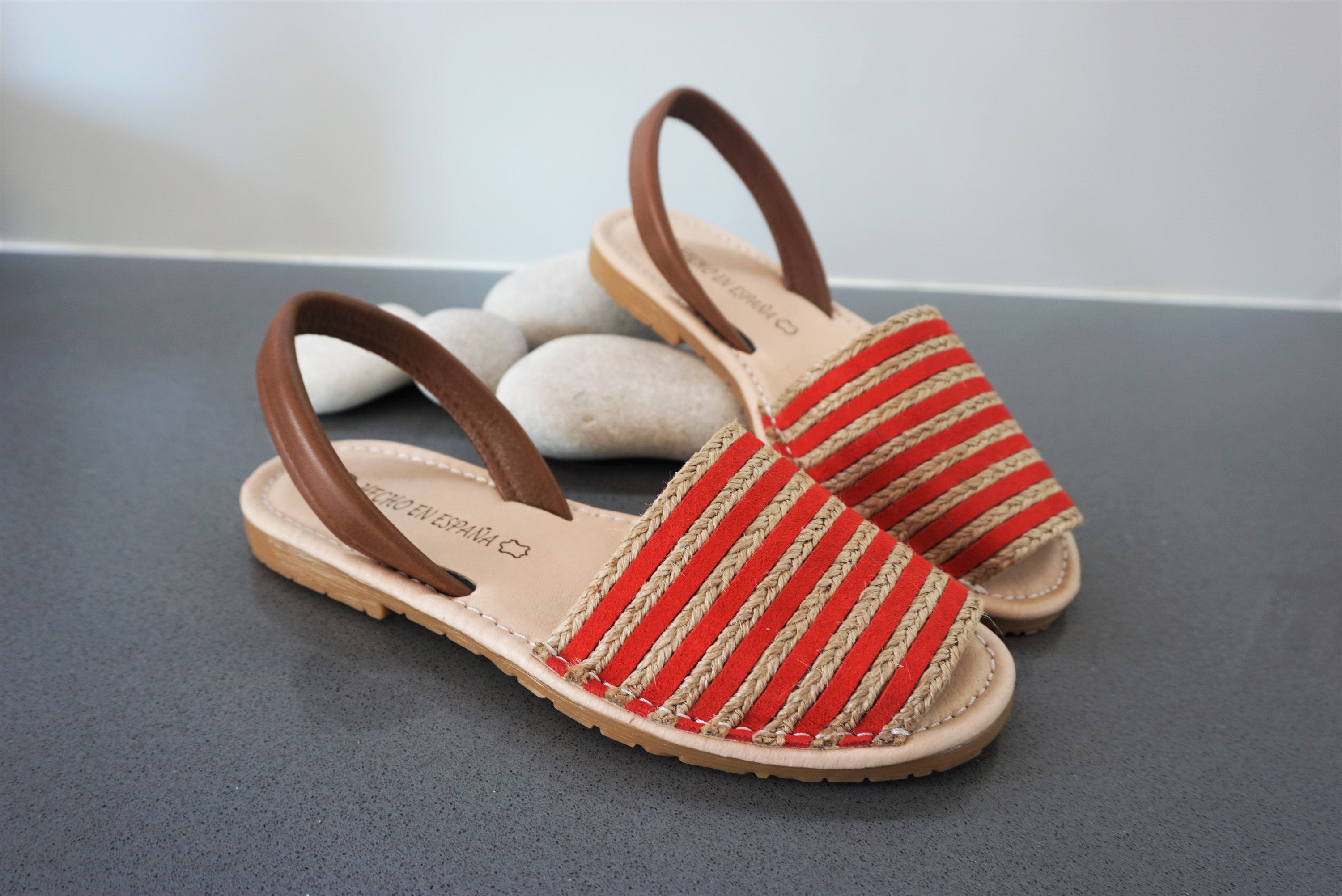 Handmade Striped Leather Sandals for Women/ Menorquinas-avarcas Striped ...