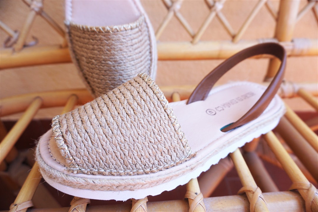 Handmade Jute Leather Avarcas Sandals: Ibiza Flatform Shoes - Etsy