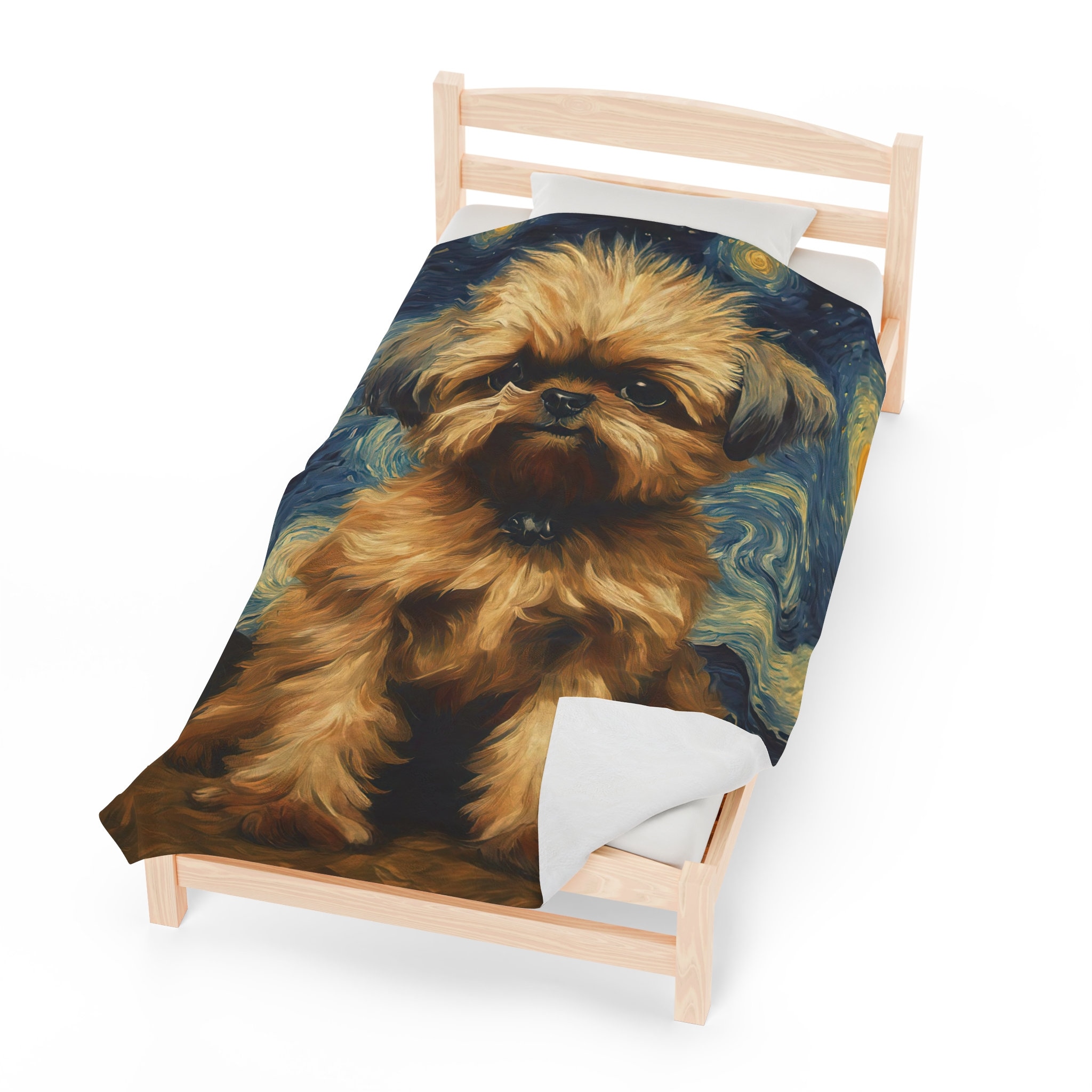 Brussels Griffon Dog, Starry Stary Night, Velveteen Plush Blanket, Warm ...