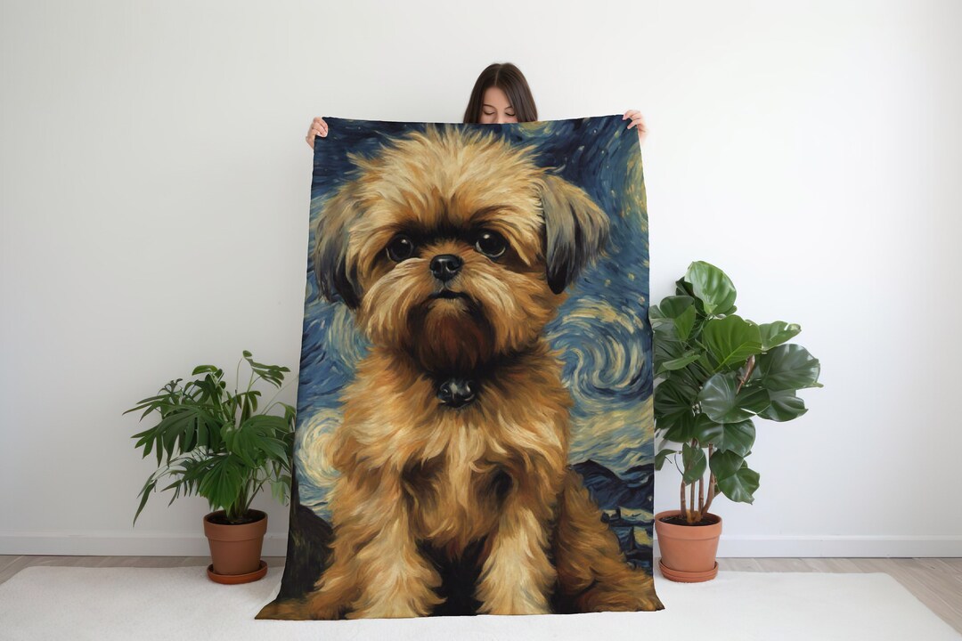 Brussels Griffon Dog, Starry Stary Night, Velveteen Plush Blanket, Warm ...
