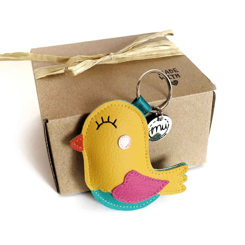 Cute Bird Keychain Bird Bag Charm Faux Leather Animal - Etsy