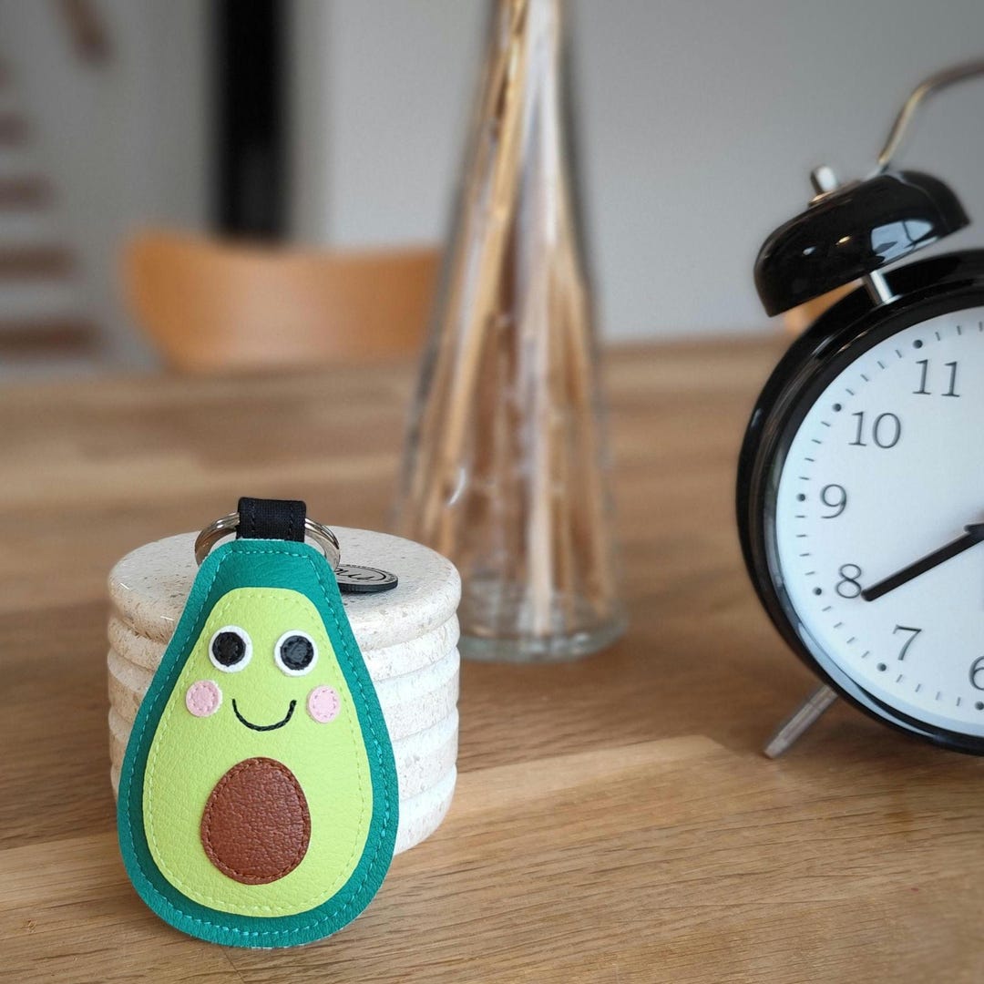 Cute Avocado Keychain, Avocado Bag Charm, Faux Leather Keychain, Fruit ...