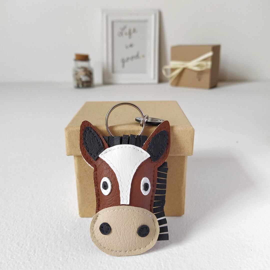 Horse Keychain, Horse Bag Charm, Brown Horse Faux Leather Keychain ...