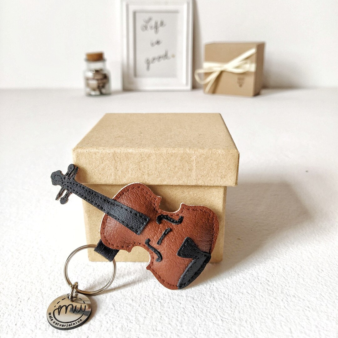 Cute Violin Keychain, Violin Bag Charm, Violin Faux Leather Keychain ...